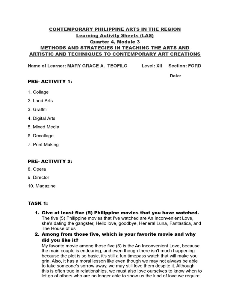 Cpar Mod3-Q4 | PDF | Composition (Visual Arts) | Collage