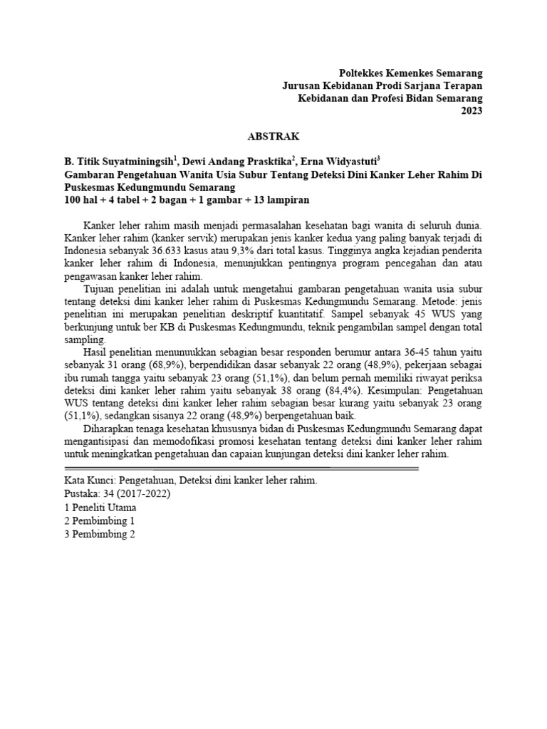 Abstrak Titik New | PDF | Midwife | Midwifery