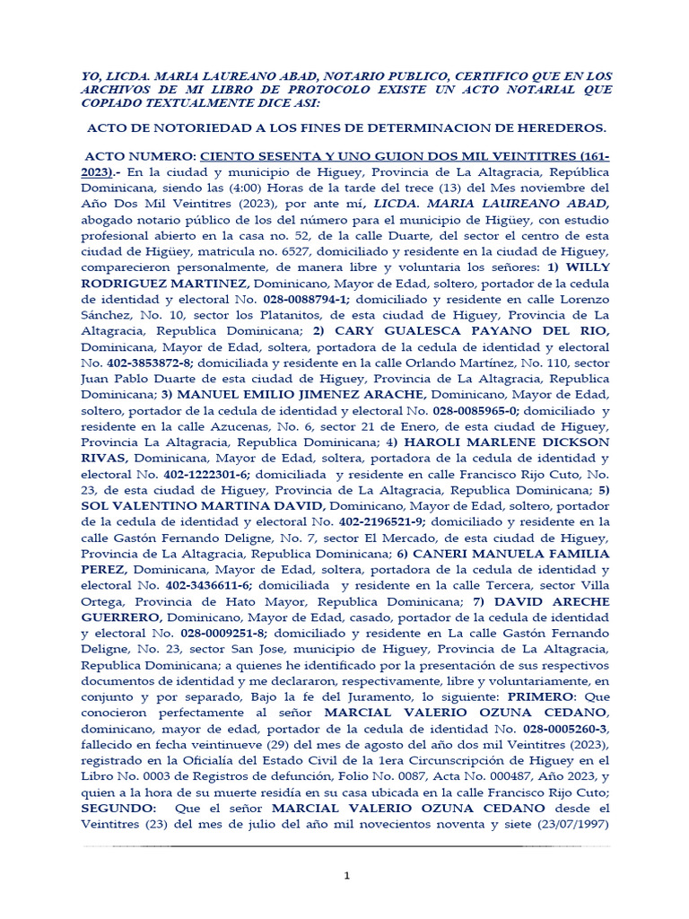 Compulsa Notarial Claribel | PDF | Documento de identidad | República ...