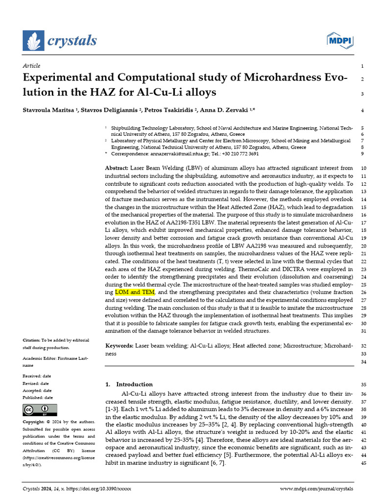Crystals 2905194 Peer Review r1 | PDF | Welding | Construction