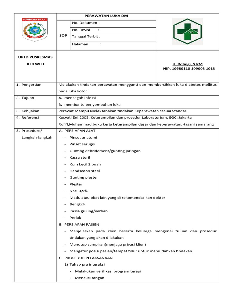 Sop Perawatan Luka DM | PDF
