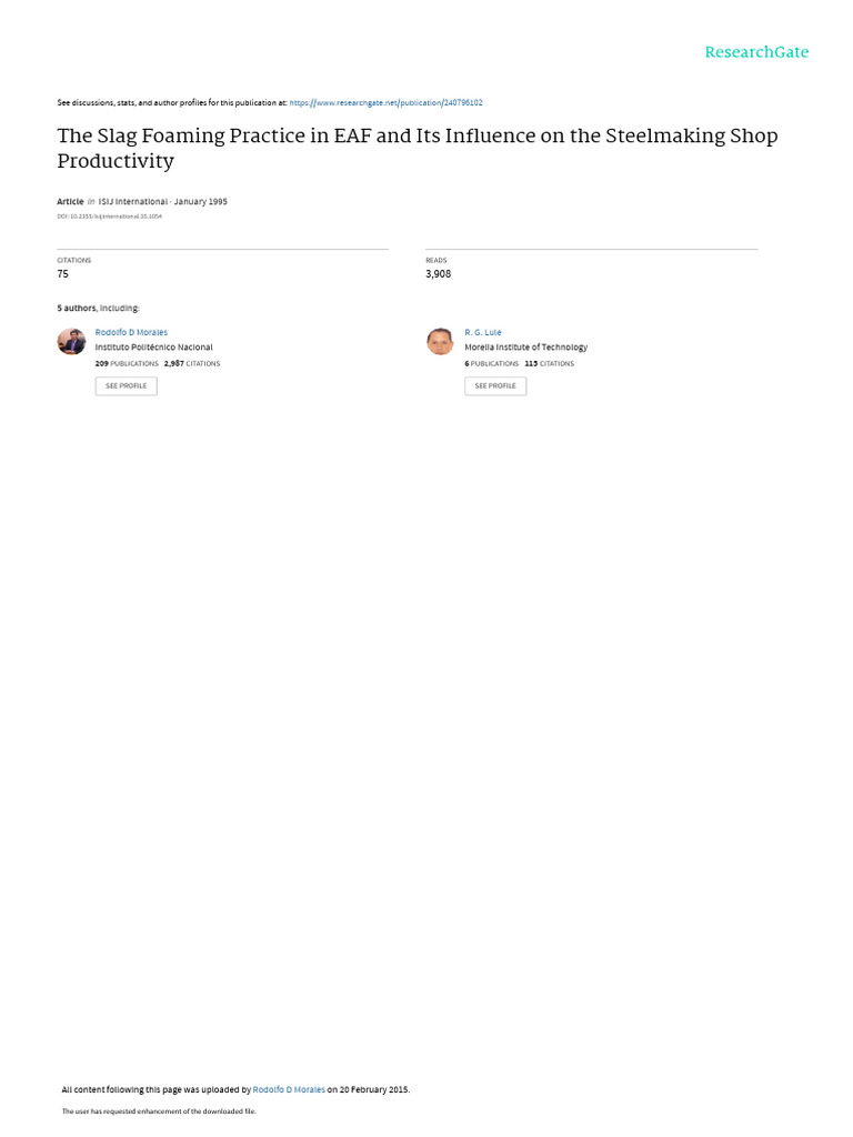 The Slag Foaming Practice in EAF and Its Influence On The Steelmaking ...
