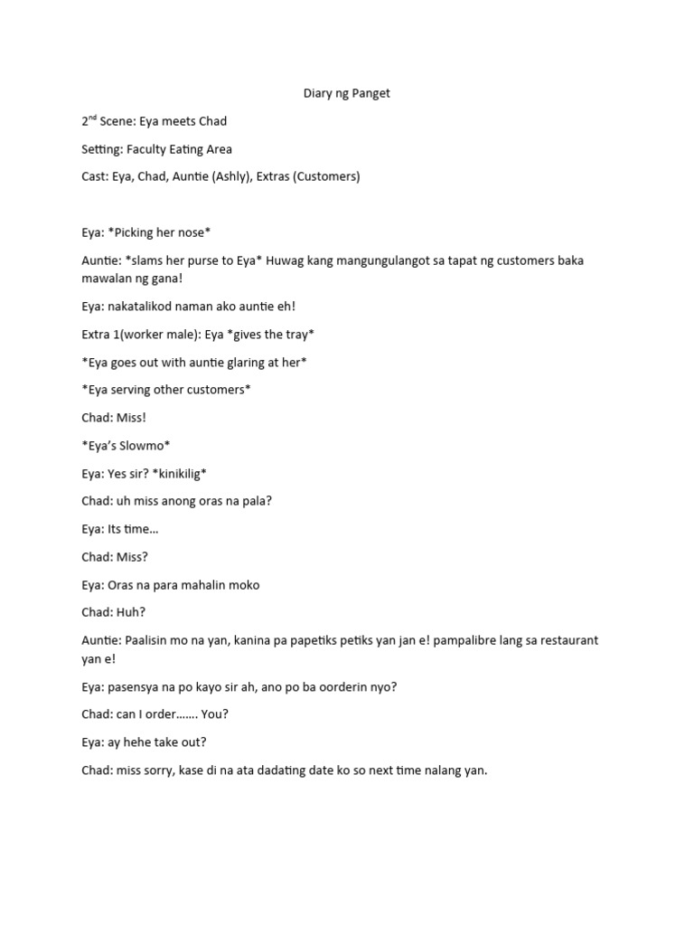 Script For Diary NG Panget | PDF