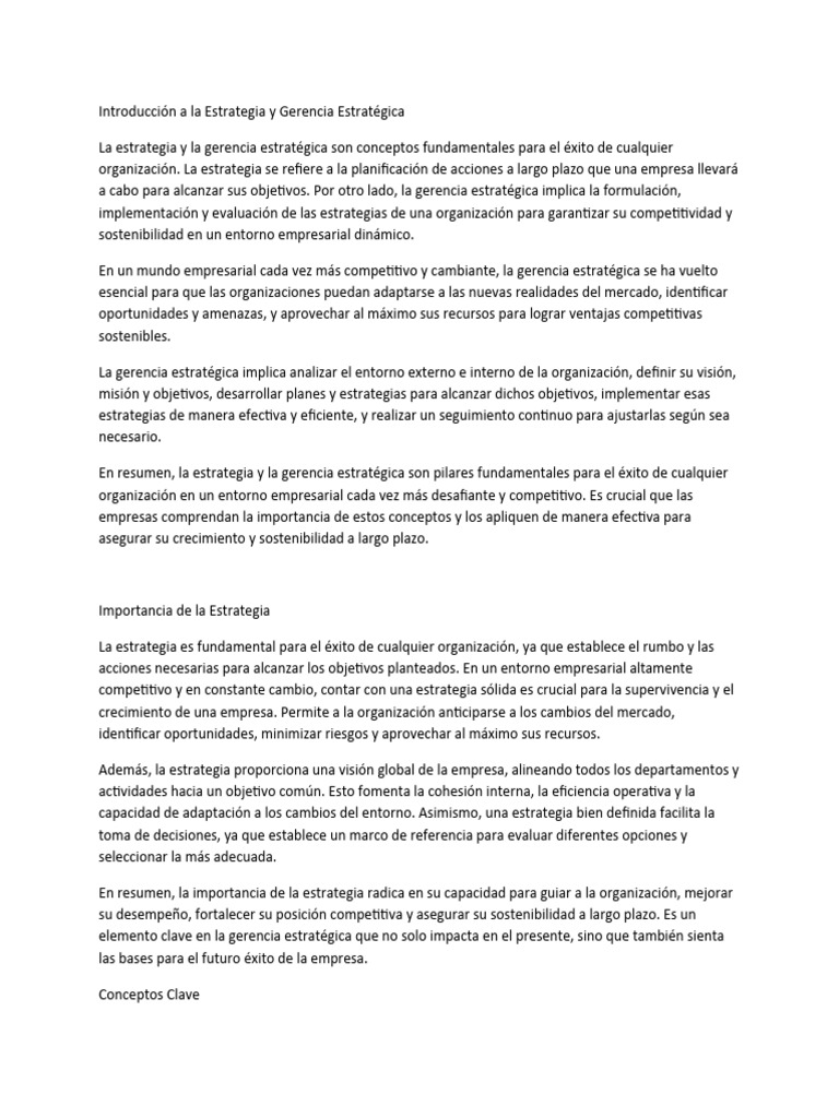 Estrategia y Gerencia La Introducción | Descargar gratis PDF | Business ... Estrategia y Gerencia La Introducción | Descargar gratis PDF | Business ...