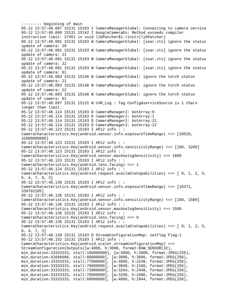 Camera Debugging Log Analysis | PDF | Digital Technology | Computing