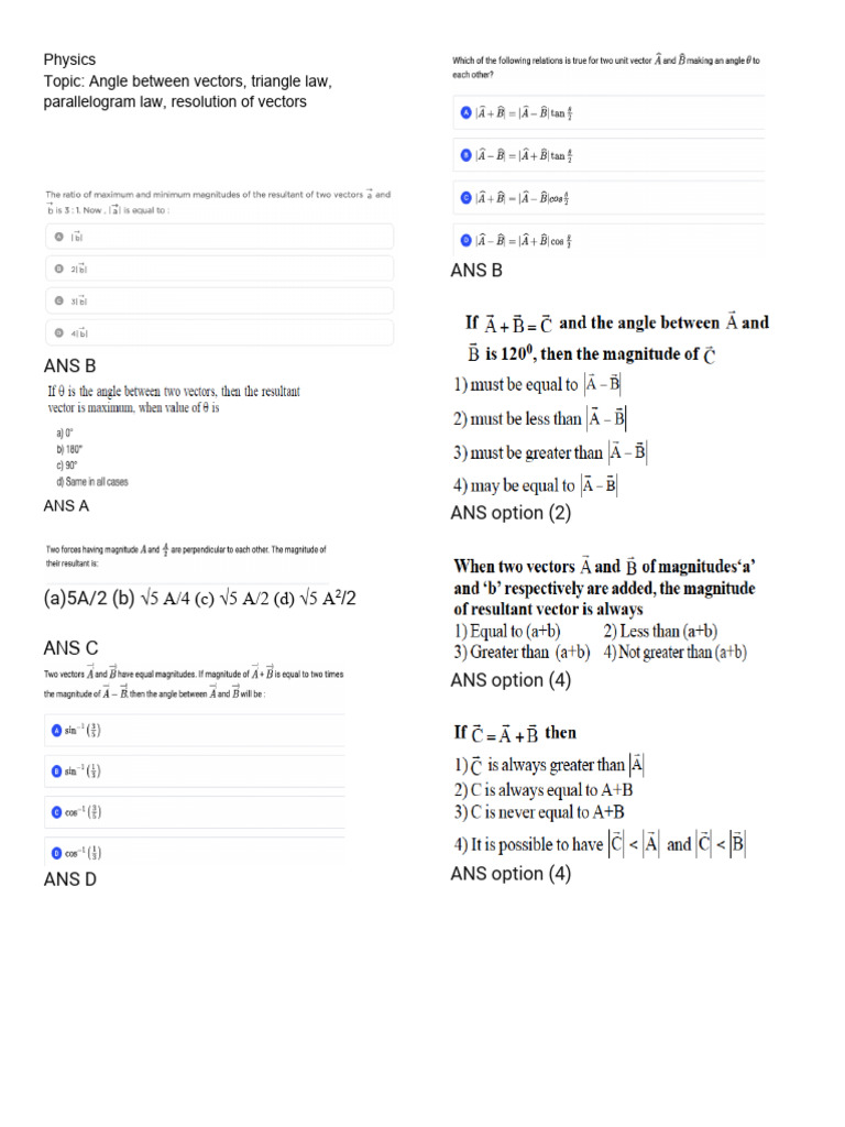 Vector Concepts for Physics Students | PDF