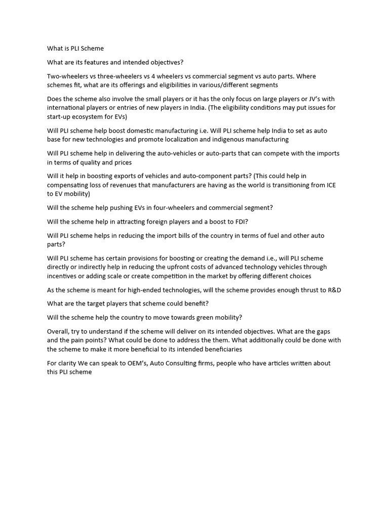 PLI Scheme Impact on Auto Industry | PDF