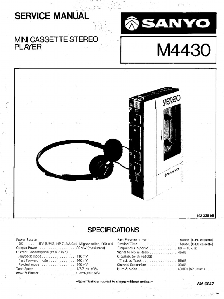 Sanyo M-4430 Mini Cassette Player Sm | PDF