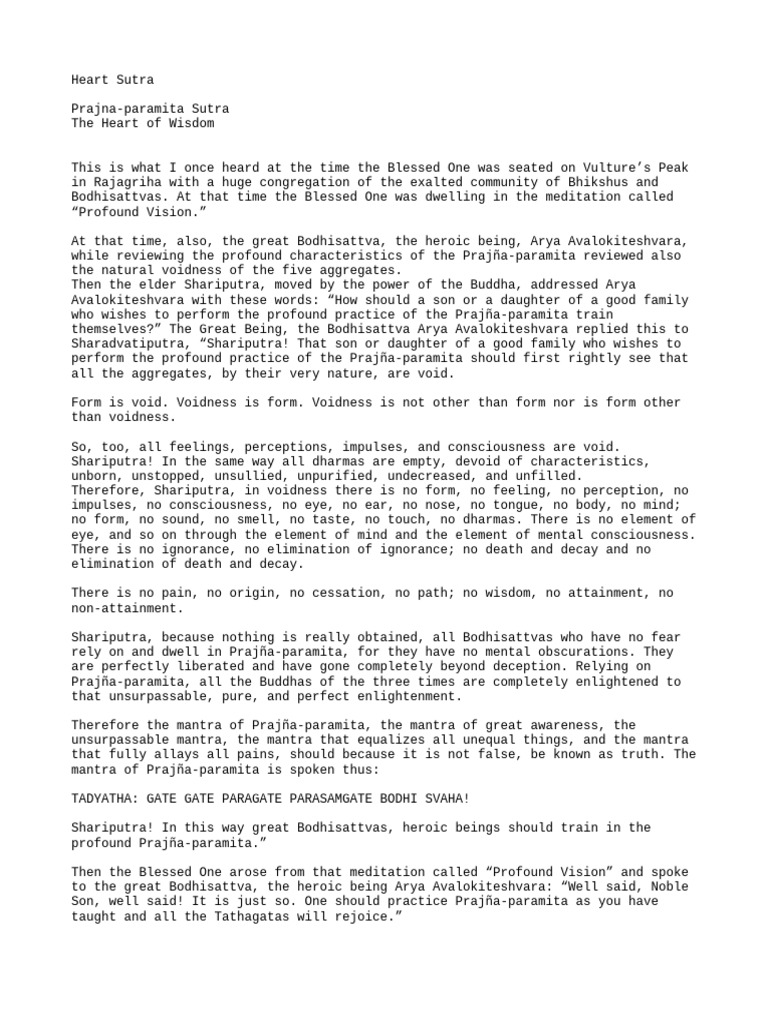 Heart Sutra - Prajna-Paramita Sutra - The Heart of Wisdom (Drolma ...
