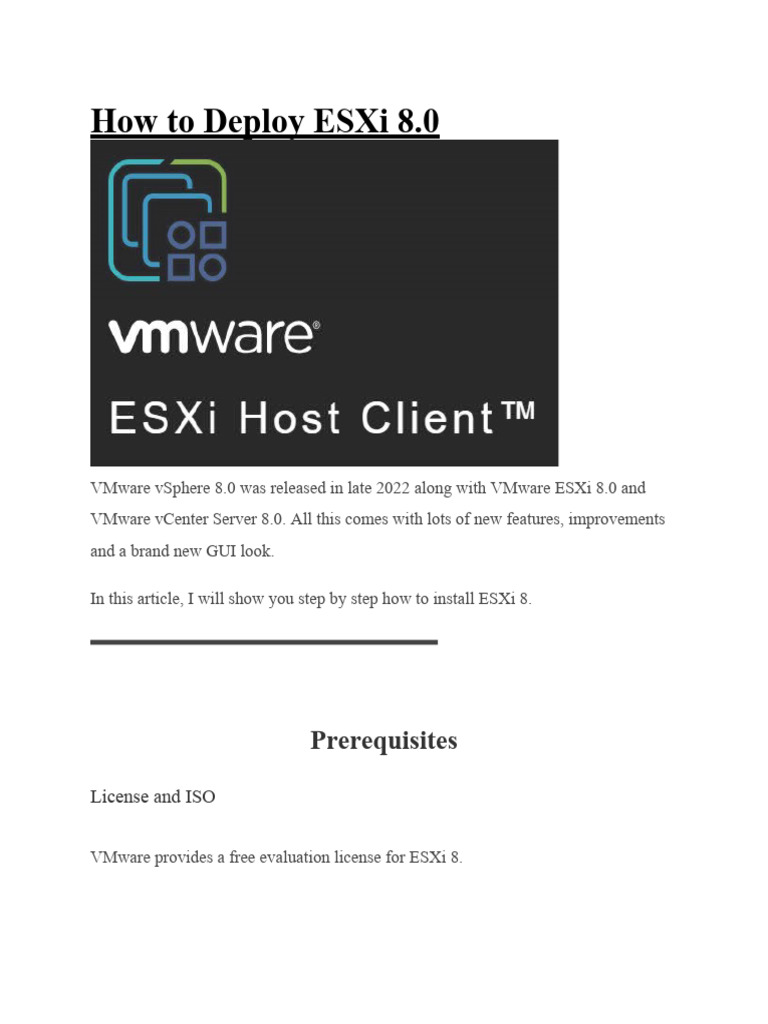 ESXi 8.0 Deployment Guide | PDF | Domain Name System | Ip Address