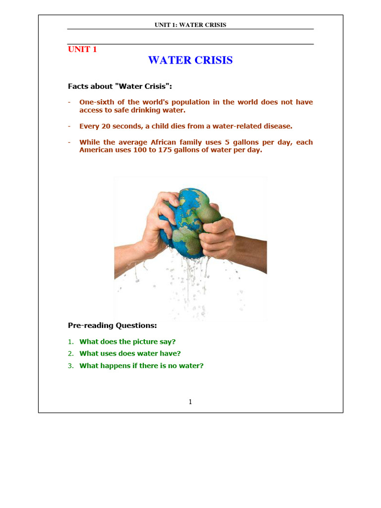 Water Crisis: Unit 1 | PDF | Water Scarcity | Water