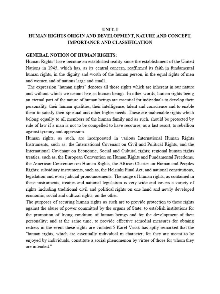 Unit - I | PDF | Human Rights | Natural Law