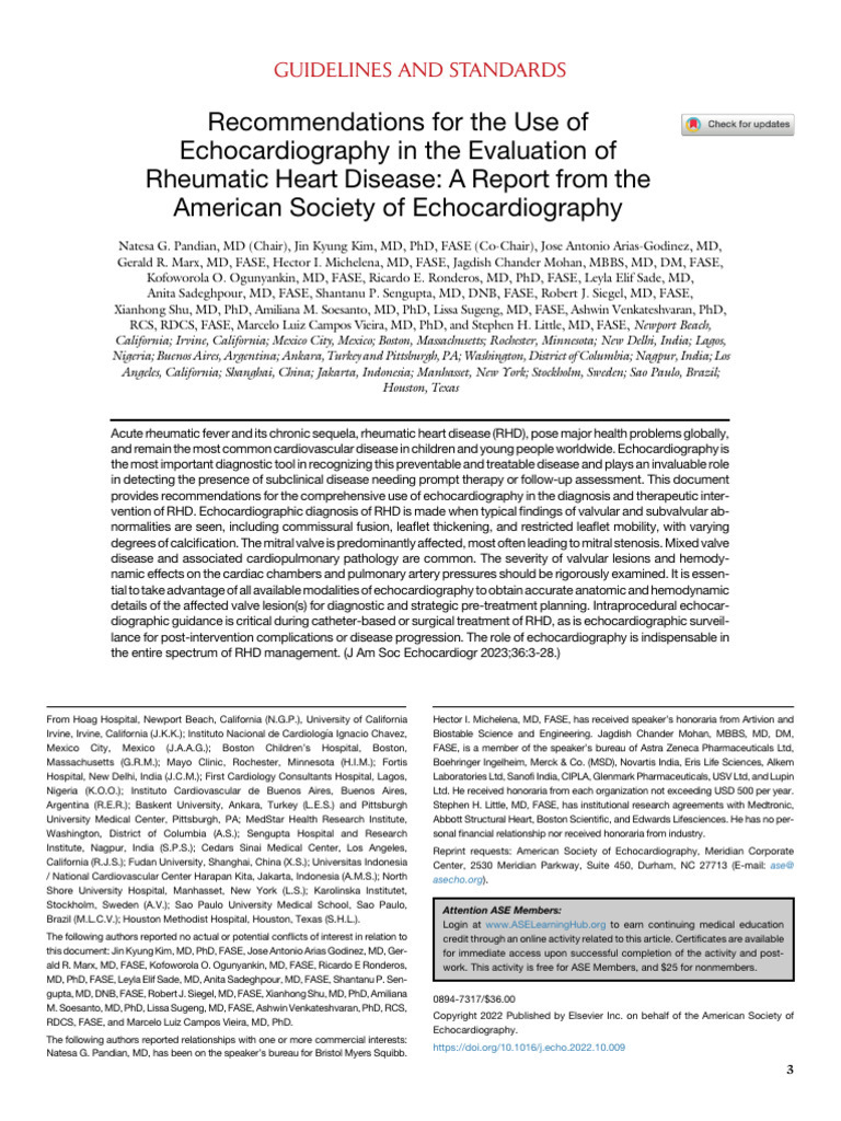 Valve Reumatic 2023 ASE | PDF | Echocardiography | Heart Valve
