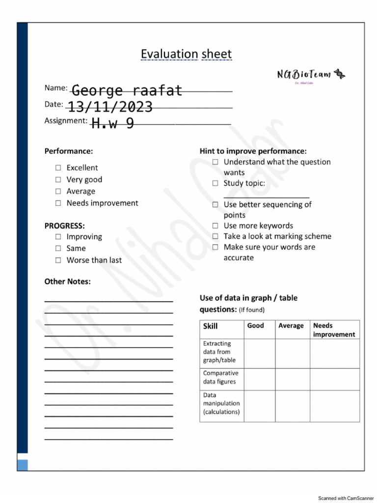 Evaluation Sheet | PDF