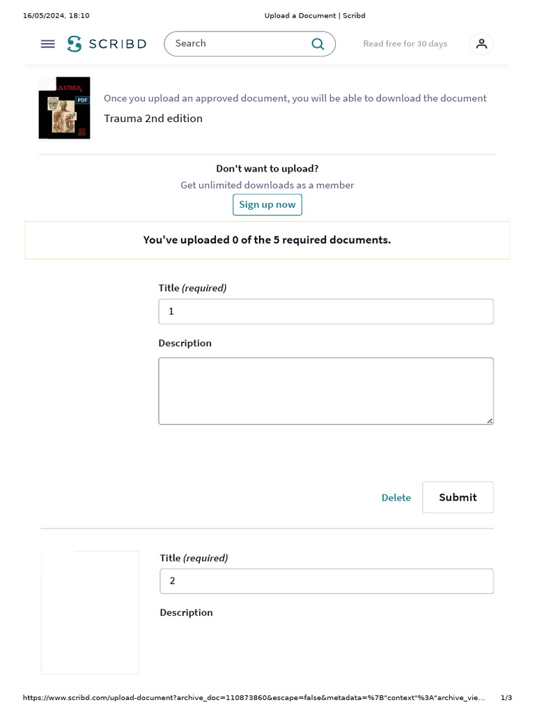 Trauma 2nd Edition: You've Uploaded 0 of The 5 Required Documents | Download Free PDF | Scribd ...