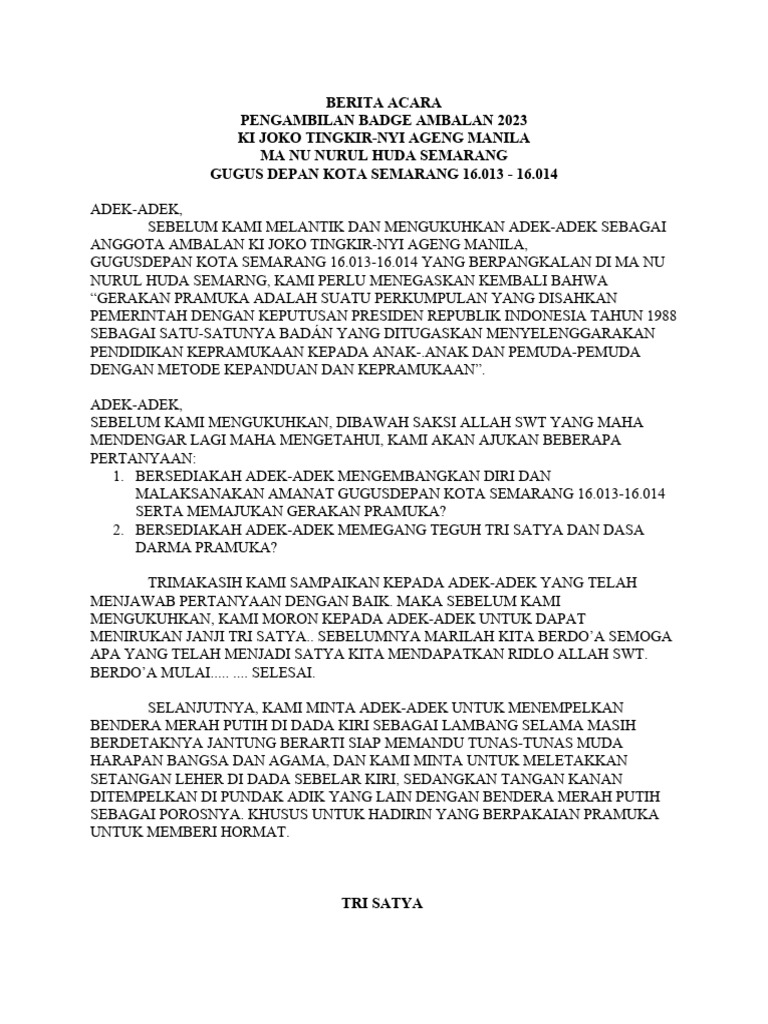 Berita Acara Pba | PDF