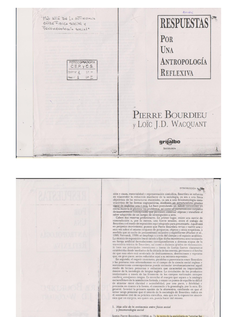 Wacquant, Loic - Más Allá de La Antinomia Entre Física Social y ...