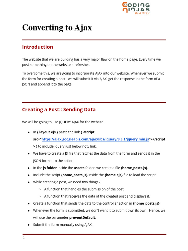 8 Converting To AJAX | PDF | Ajax (Programming) | J Query