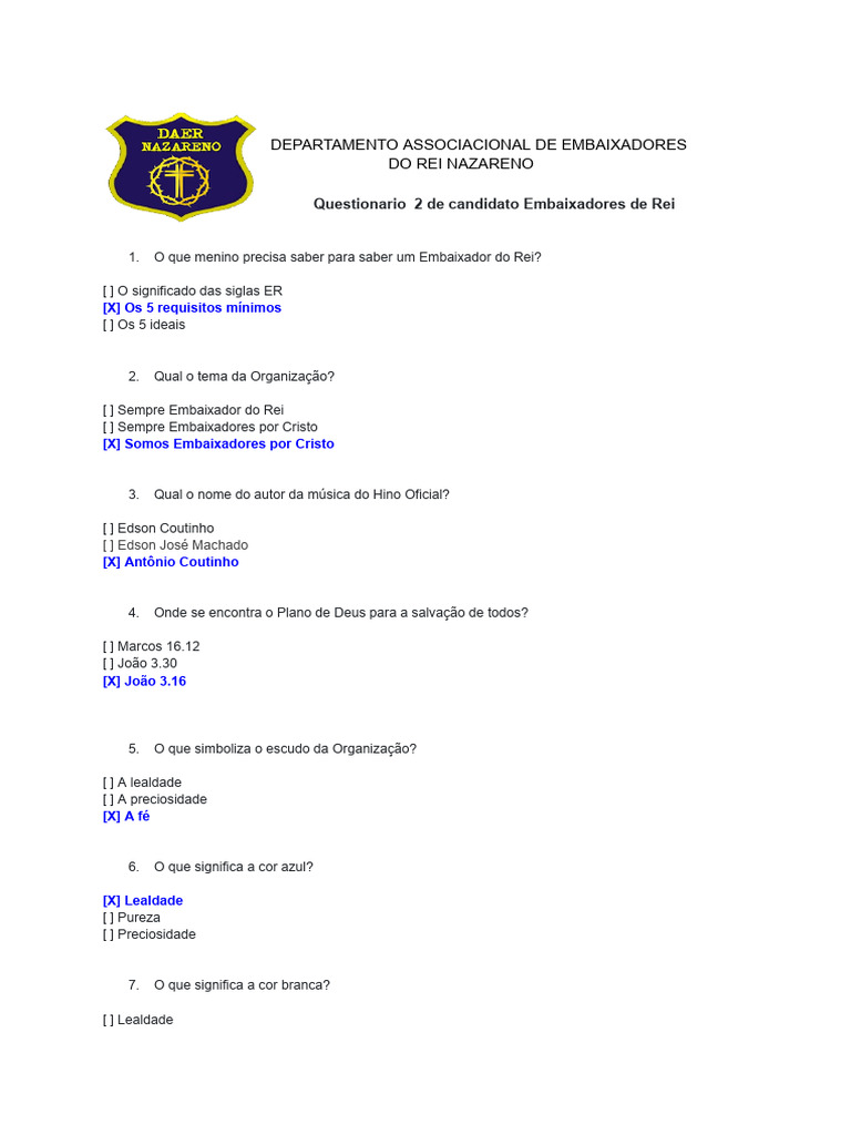 Gabarito questionário 2 Requisitos minimos | PDF