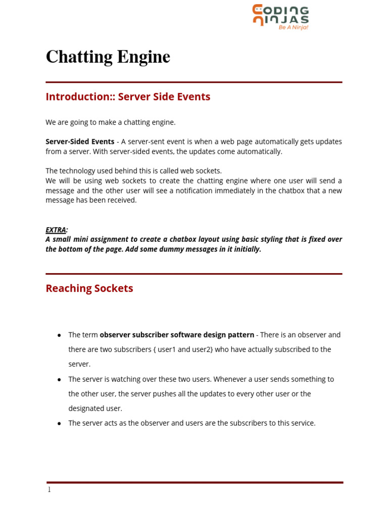 Chatting Engine: Introduction:: Server Side Events | PDF | World Wide ...