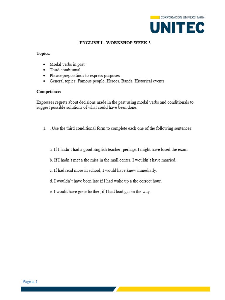 Workshop - English V | PDF | Verb | Linguistics