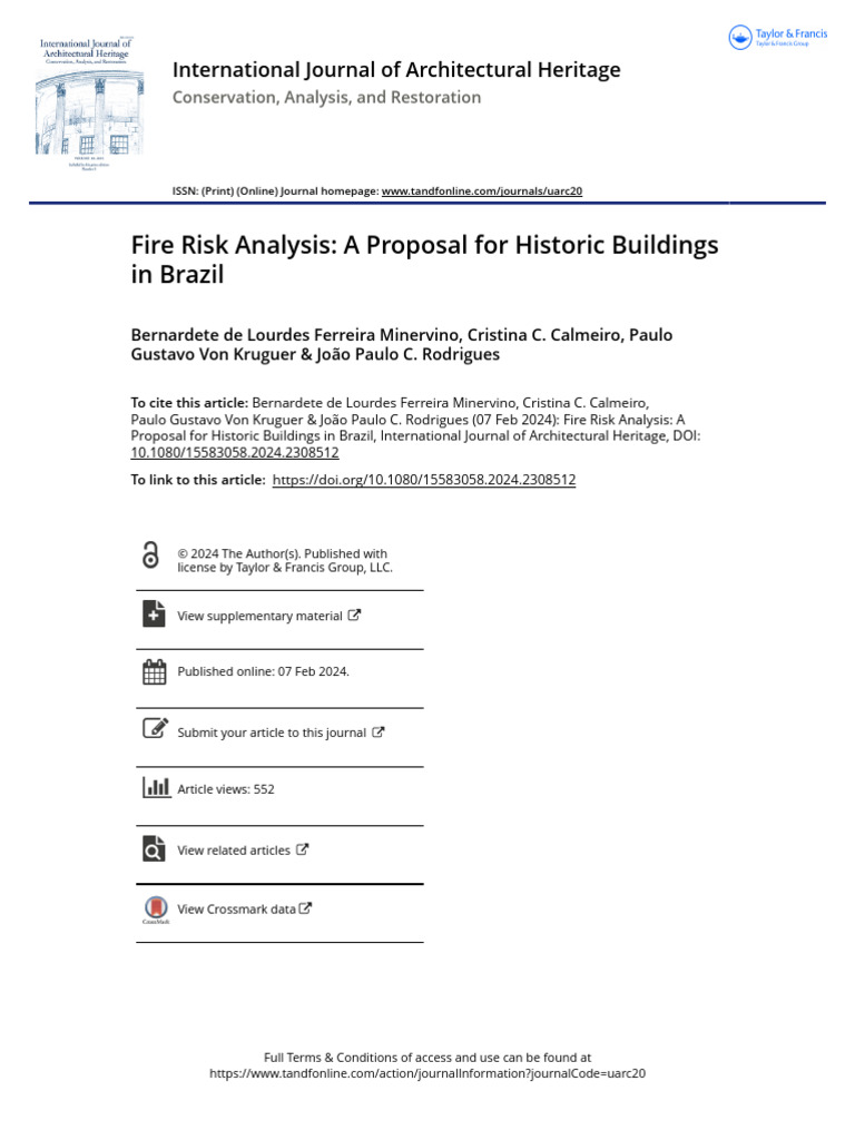 Fire Risk Analysis A Proposal For Historic Buildings in Brazil | PDF | Risk | Safety