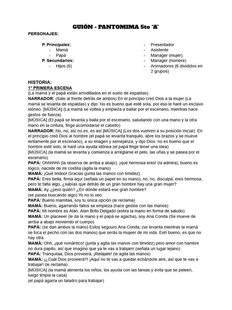 GUIÓN - PANTOMIMA 5to “A”-1 | PDF