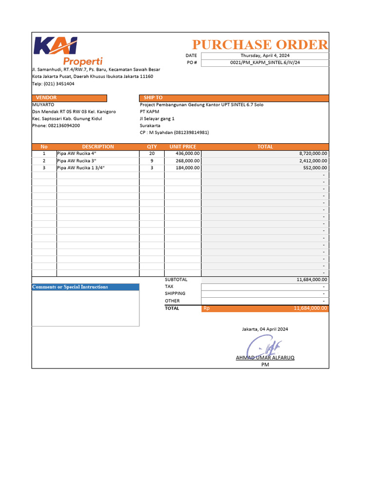 Purchase Order: Vendor Ship To | PDF