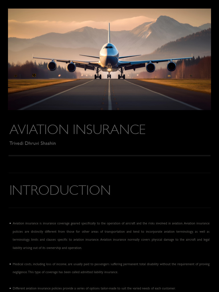 Overview of Aviation Insurance Types | PDF | Insurance | Liability ...