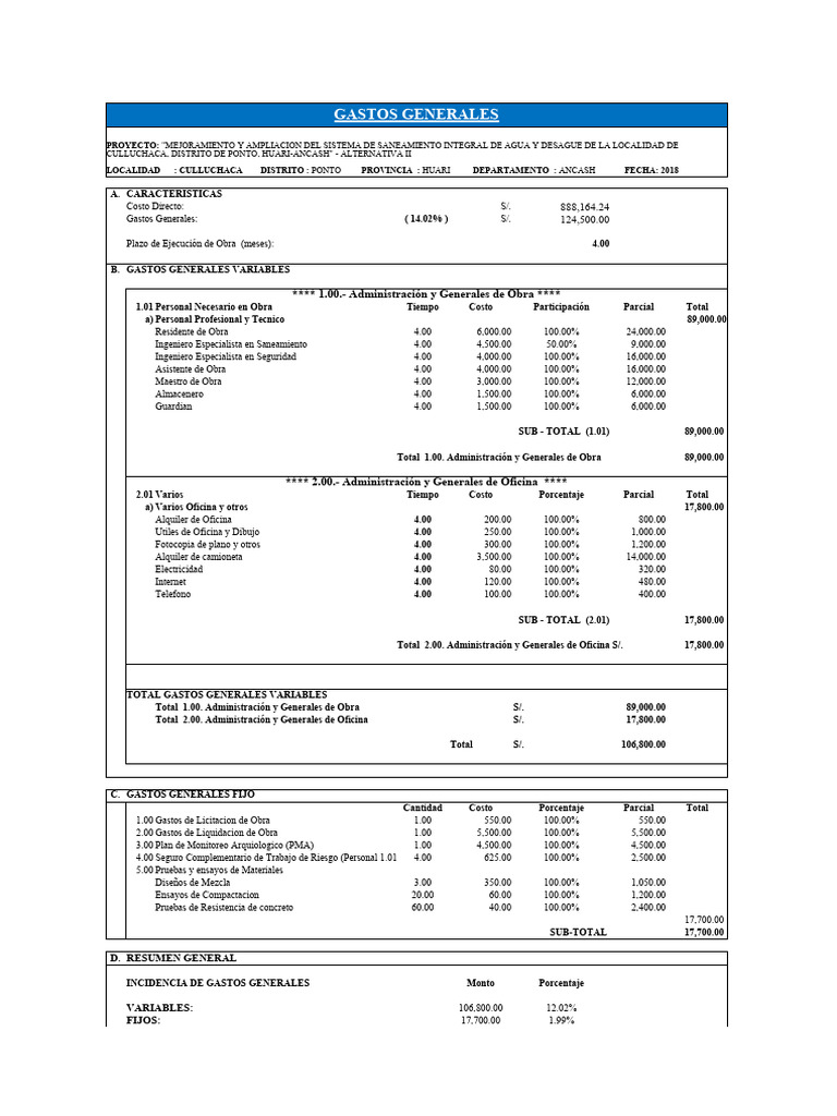GASTOS GENERALES - ALT 02 | PDF