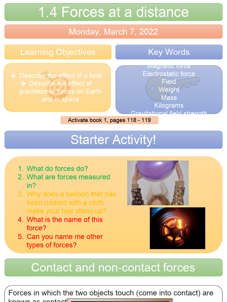 Forces at A Distance | PDF | Weight | Force