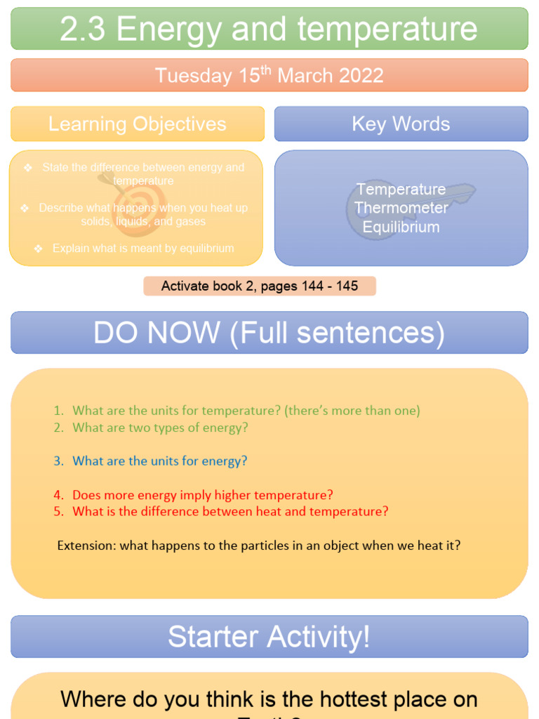 HSH Energy and Temperature | PDF | Temperature | Heat