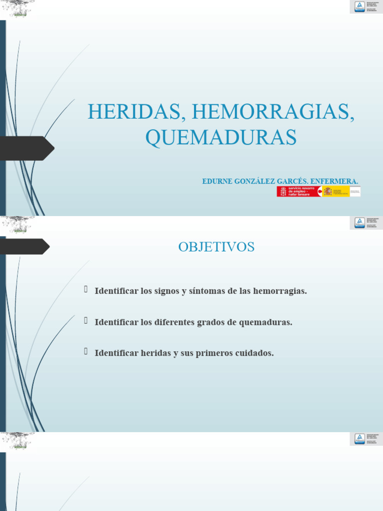 Primeros Auxilios: Heridas y Quemaduras | PDF | Herida | Primeros auxilios