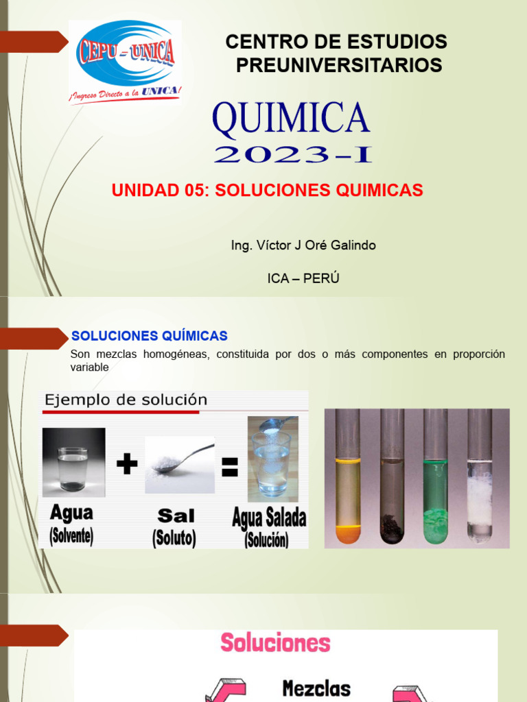 Undad 05 Soluciones Quimicas | PDF | Concentración | Materiales