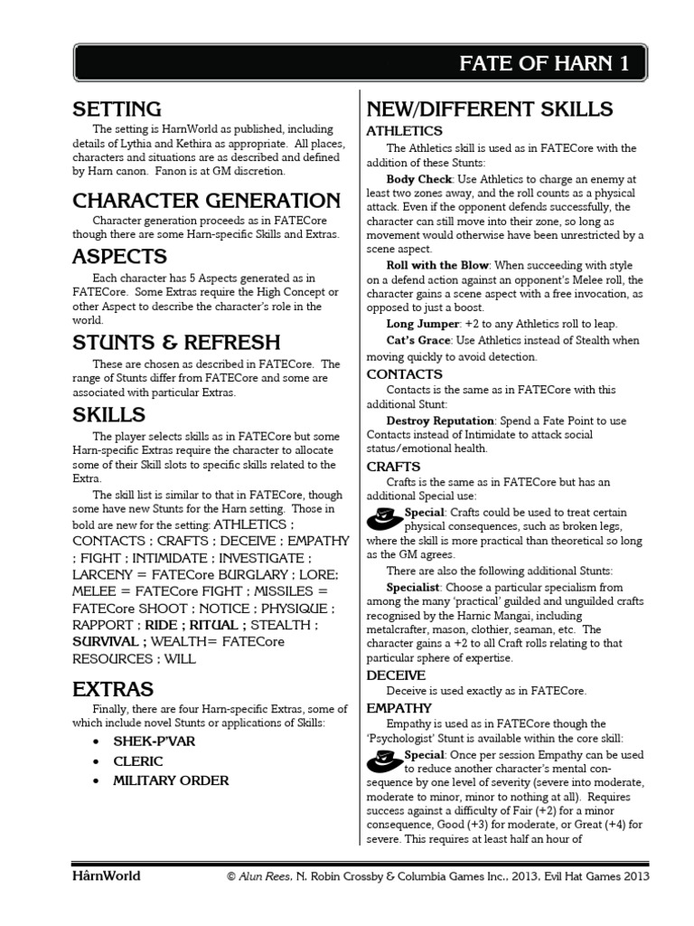 FATE of Hârn: HârnWorld RPG Guide | PDF | Magician (Fantasy) | Perception