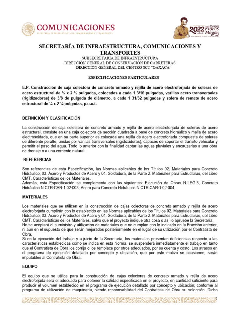 E.P. Caja Colectora Con Rejilla P.U.O.T (Actualizado) | PDF | Hormigón ...