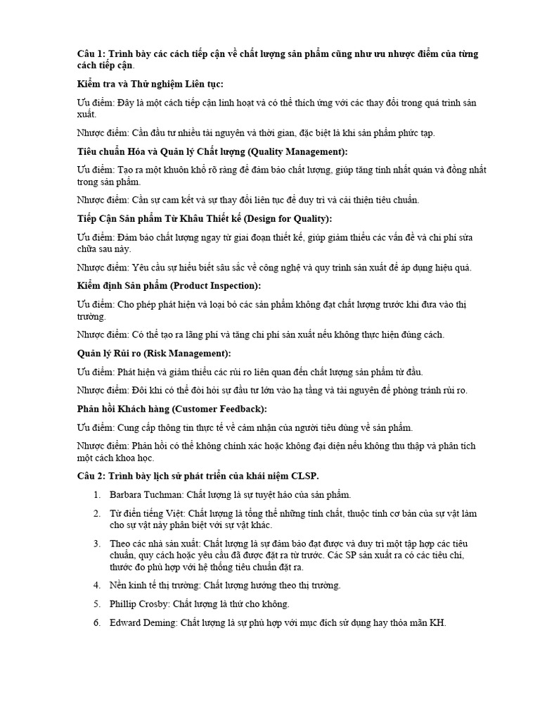 Ôn Tập Chương 1 Qtcl | PDF