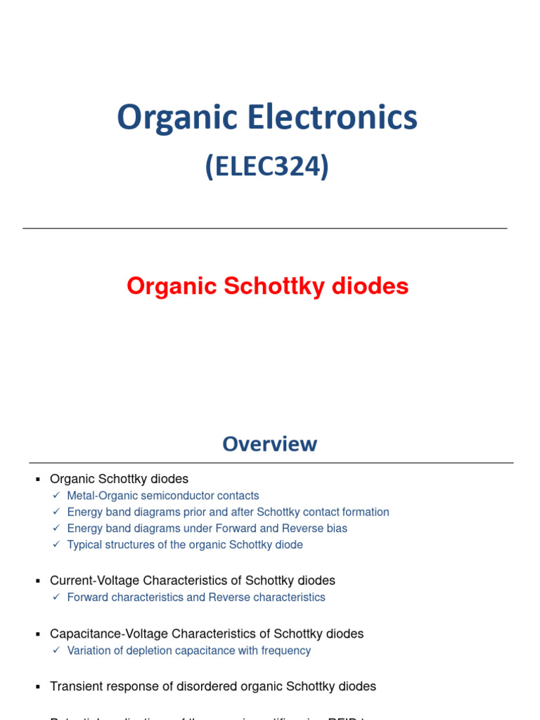 Lecture 6&7&8 - Metal-OSC Contacts | PDF | Diode | P–N Junction
