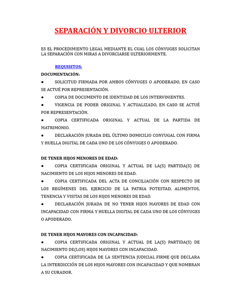 Separación y Divorcio Ulterior | PDF | Divorcio | Derechos humanos