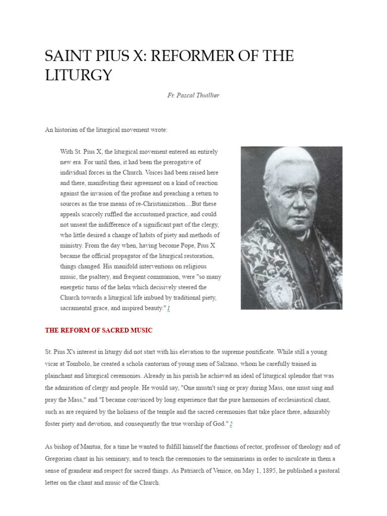 Pius X's Liturgical Music Reform | PDF | Eucharist | Catholic Church