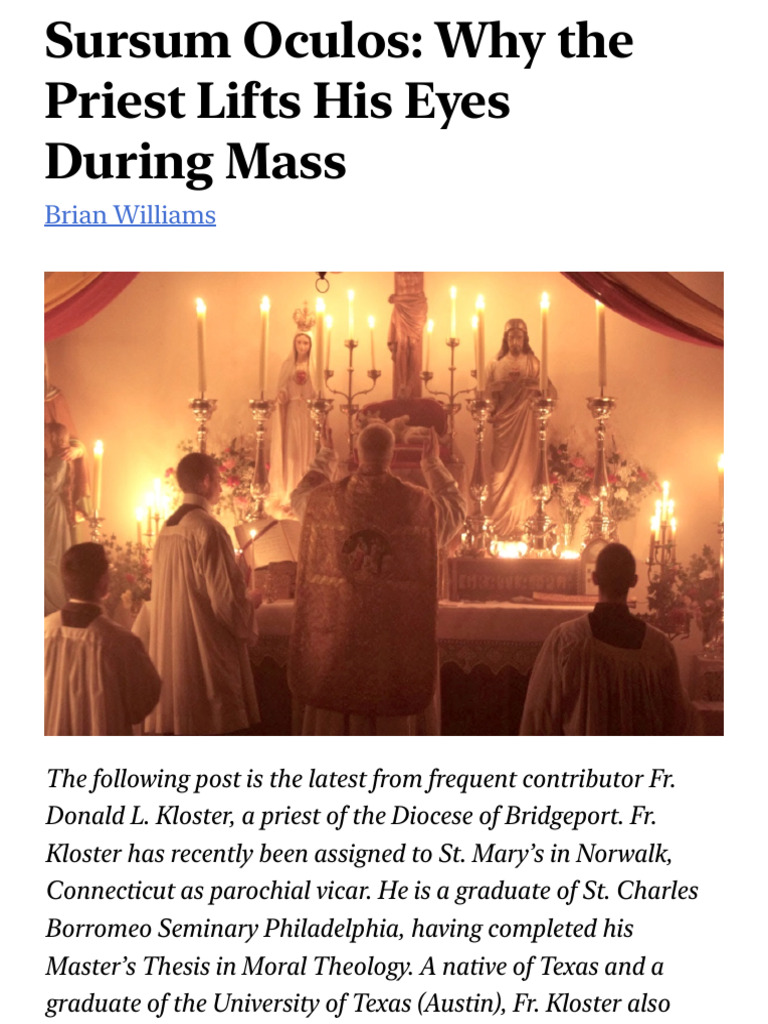 Sursum Oculos - Why The Priest Lifts His Eyes | PDF | Mass (Liturgy ...