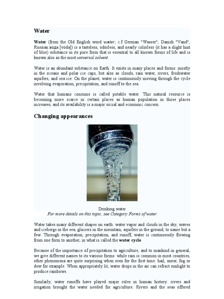 Essential Properties and Forms of Water | PDF