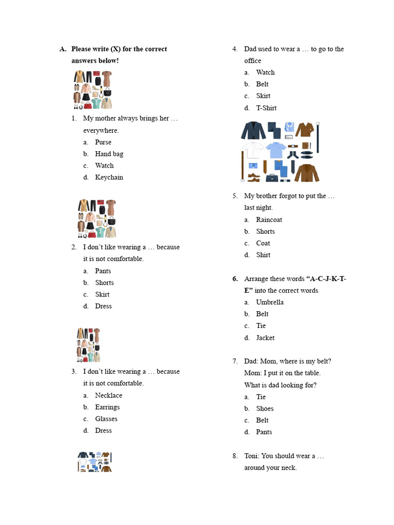 Soal UH Clothes | PDF | Clothing | Fashion Soal UH Clothes | PDF | Clothing | Fashion