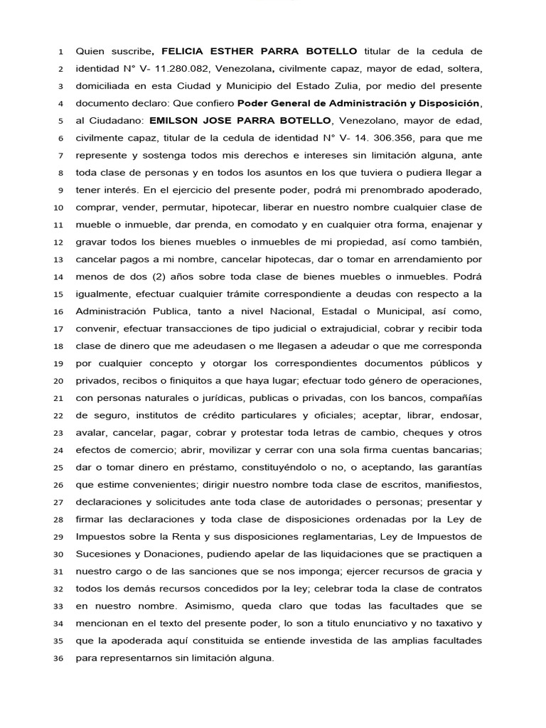 Poder General de Administracion y Disposicion | PDF | Propiedad