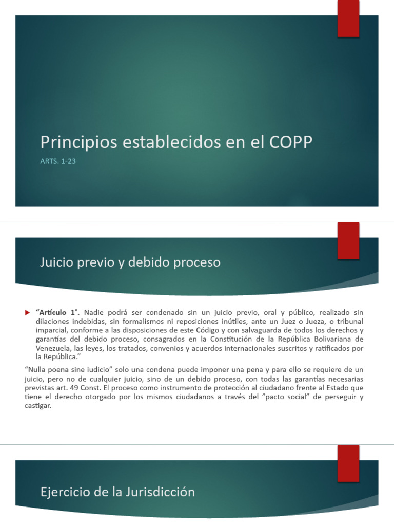 Principios del COPP: Juicio y Derechos | PDF | Debido al proceso | Mandato