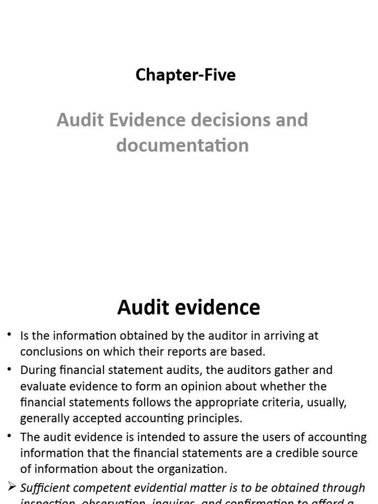Audit Evidence Decisions and Documentation | PDF | Audit | Financial Audit