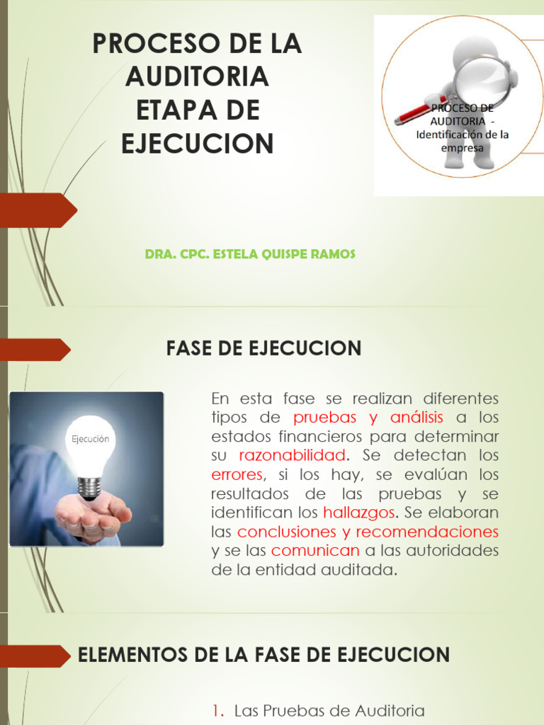 PROCESO DE LA AUDITORIA ETAPA DE EJECUCION | PDF | Auditoría | Muestreo (Estadísticas)