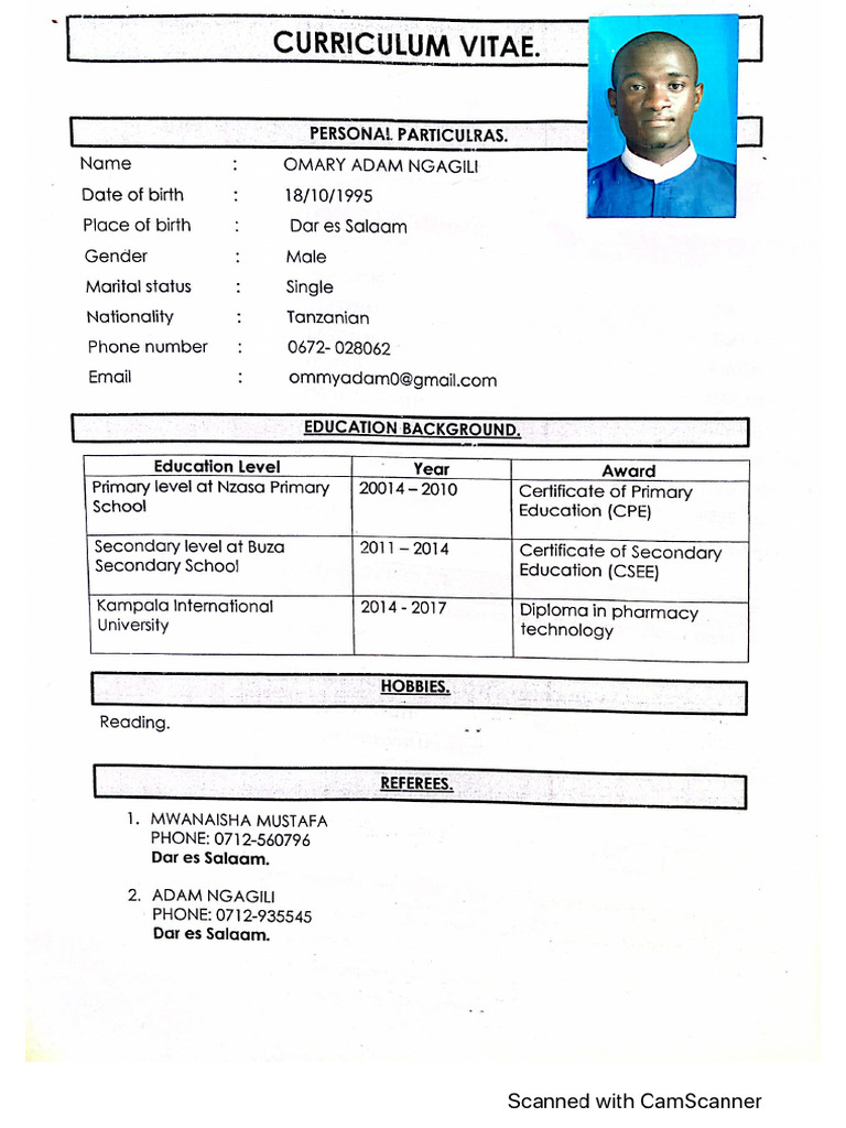 Omary Adam CV | PDF