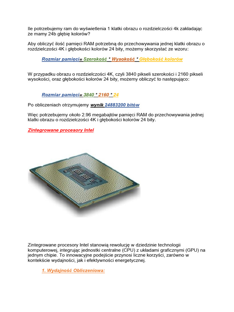 Notatka DiNUTK - Procesory Zintegrowane | PDF