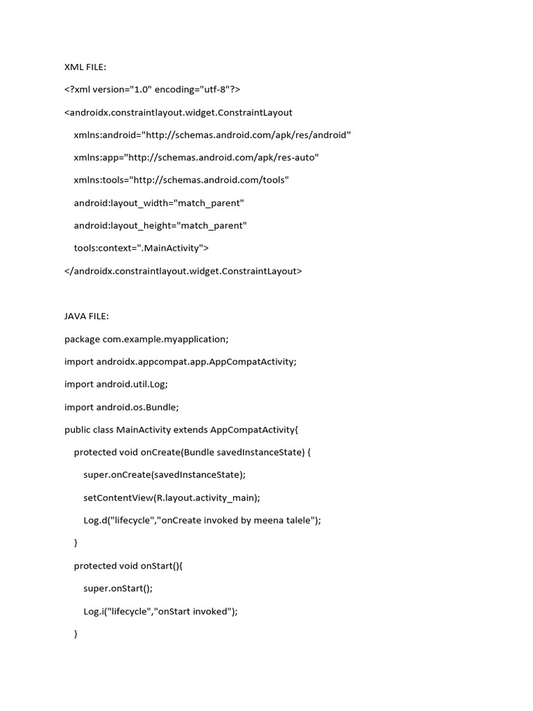Android Activity Lifecycle Example | PDF | Computers